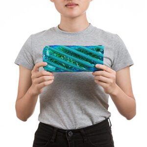 ZIPIT Metallic Pencil Case for Girls, Holds Up to 30 Pens, Pouch Made of One Long Zipper! (Blue-Green)