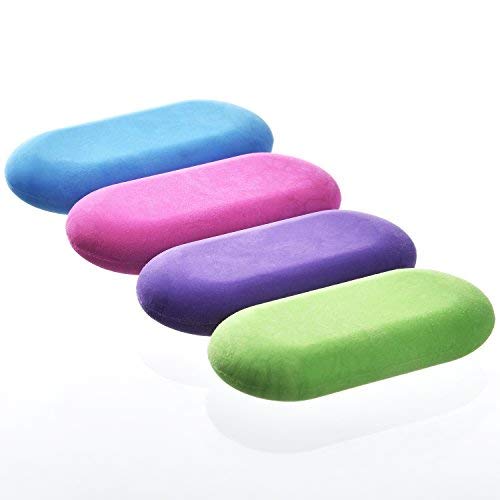 Emraw Bright Color Oval Soft Pencil Mark Eraser Rubber for School, Office, Art, Drawing – Colors Included: Pink, Green, Sky Blue, Purple (4-Pack)