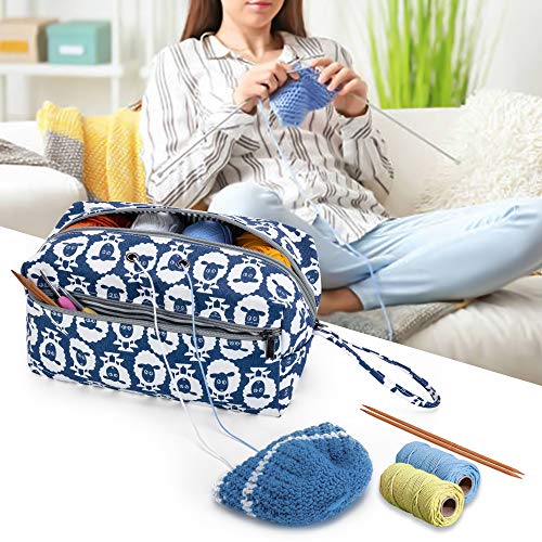 Luxja Yarn Storage Bag, Carrying Knitting Bag for Yarn Skeins, Crochet Hooks, Knitting Needles (up to 10 Inches) and Other Small Accessories (Large, Sheep)