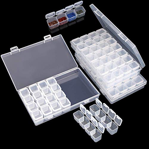 Diamond Painting Embroidery Box 3 Pack 28 Grids Plastic Storage Containers Adjustable Bead Case