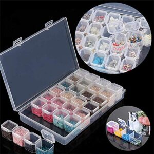 Diamond Painting Embroidery Box 3 Pack 28 Grids Plastic Storage Containers Adjustable Bead Case