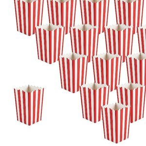 100 Pack Paper Popcorn Boxes for Movie Night and Birthday Party Supplies, Red & White, 5.5 in