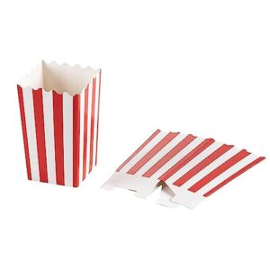 100 Pack Paper Popcorn Boxes for Movie Night and Birthday Party Supplies, Red & White, 5.5 in