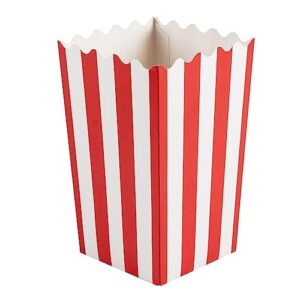 100 Pack Paper Popcorn Boxes for Movie Night and Birthday Party Supplies, Red & White, 5.5 in