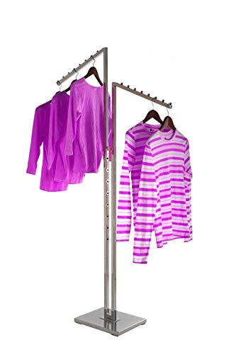 Only Garment Racks - Clothing Rack - Heavy Duty Polished Chrome Finish Clothing Rack - 2 Way Clothes Rack, Adjustable Height Garment Rack with Waterfall Arms, Perfect for Retail Clothing Store Display