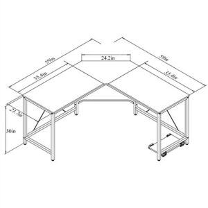 DlandHome L-Shaped Computer Desk 59 inches x 59 inches, Composite Wood and Metal, Home Office PC Laptop Study Workstation Corner Table with CPU Stand ZJ02-OW