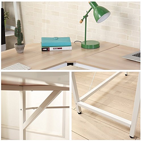 DlandHome L-Shaped Computer Desk 59 inches x 59 inches, Composite Wood and Metal, Home Office PC Laptop Study Workstation Corner Table with CPU Stand ZJ02-OW