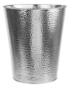 home basics hammered stainless steel bathroom garbage wastebasket bin 6 liter, chrome finish