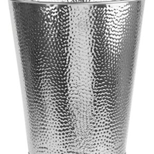 Home Basics Hammered Stainless Steel Bathroom Garbage Wastebasket bin 6 Liter, Chrome Finish