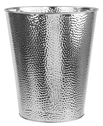 Home Basics Hammered Stainless Steel Bathroom Garbage Wastebasket bin 6 Liter, Chrome Finish