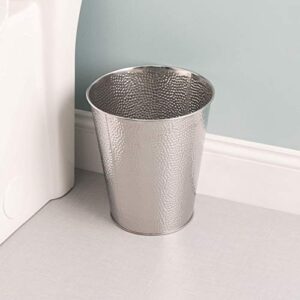 Home Basics Hammered Stainless Steel Bathroom Garbage Wastebasket bin 6 Liter, Chrome Finish