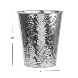 Home Basics Hammered Stainless Steel Bathroom Garbage Wastebasket bin 6 Liter, Chrome Finish