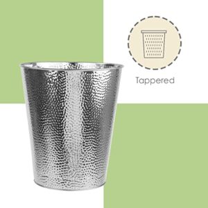 Home Basics Hammered Stainless Steel Bathroom Garbage Wastebasket bin 6 Liter, Chrome Finish