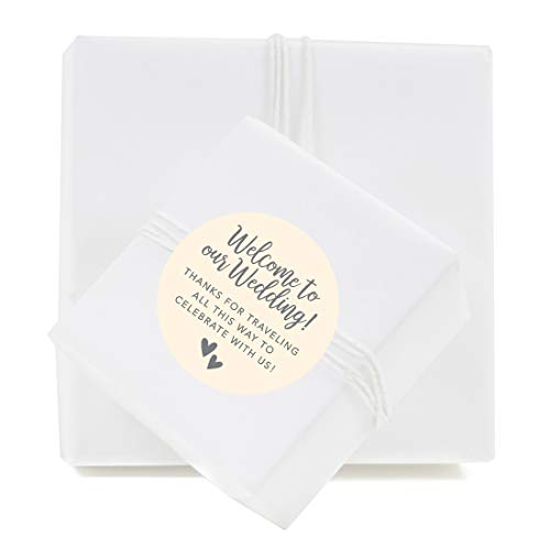 Andaz Press Out of Town Bags Round Circle Gift Labels Stickers, Welcome to Our Wedding Thanks for Traveling to Celebrate with Us, Ivory, 40-Pack, for Destination OOT Gable Boxes