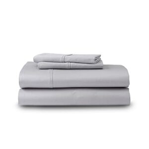 ghostbed queen cooling supima cotton and tencel luxury sheet set - wrinkle resistant with deep pockets, 4 piece, gray