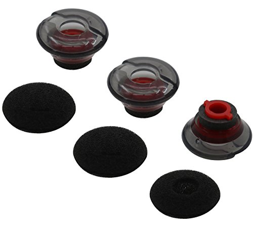 ALXCD Gel Eartips for Plantronics Voyager 5200 Headset, S/M/L 3 Pcs Soft Gel Ear Tips & 3 Pcs Foam Cover Tips, Fit for Plantronics Headset Voyager 5200 (Black/Red-M)