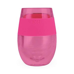 Host Cooling Cup Set of 1 Plastic Double Wall Insulated Freezable Drink Chilling Tumbler with Freezing Gel, Wine Glasses for Red and White Wine, 8.5 oz, Translucent Magenta