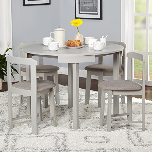 Target Marketing Systems Zuma Collection Compact Set 5-Piece Round Nesting Dining Table & Chairs, Gray