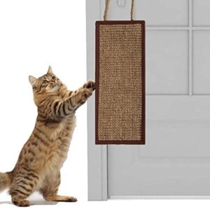 diversity world natural sisal rope covered door cat scratching mat (20"x7.8", khaki)