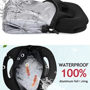 yookee home Waterproof Lunch Bag Double Layer Leakproof Neoprene Insulated Lunch Bag Freezable Black Reusable Thermal Lunch Cooler Tote Lunch Box for Boys Men Women Adult Kids for Work Outdoor