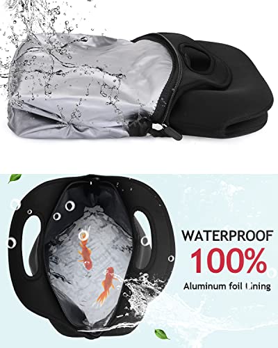 yookee home Waterproof Lunch Bag Double Layer Leakproof Neoprene Insulated Lunch Bag Freezable Black Reusable Thermal Lunch Cooler Tote Lunch Box for Boys Men Women Adult Kids for Work Outdoor