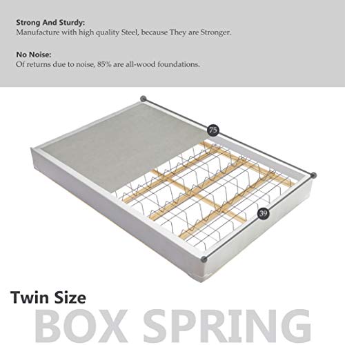 Mattress Solution Fully Assembled Low Profile Metal Traditional Boxspring Foundation for Mattress, Twin, Size