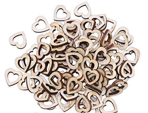 100pcs Wooden Hollow Heart Confetti Rustic Scatter Hearts Wedding Table Decoration Crafting