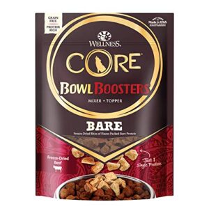 wellness core bare bowl boosters for dogs, grain-free freeze-dried food mixer or topper, made with natural ingredients (beef, 4-ounce bag)