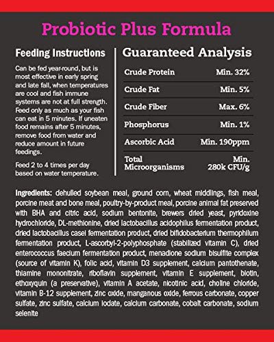 Blue Ridge Fish Food [25lb], Probiotic Plus 3/16" Floating Pellet, Koi and Goldfish