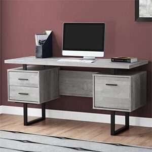 Monarch Specialties Computer Desk with Drawers - Contemporary Style - Home & Office Computer Desk with Metal Legs - 60"L (Grey Reclaimed Wood Look)