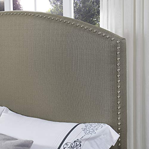 Crosley Furniture Cassie Curved Upholstered Headboard, Full/Queen, Shadow Gray Linen