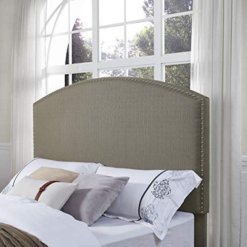 Crosley Furniture Cassie Curved Upholstered Headboard, Full/Queen, Shadow Gray Linen