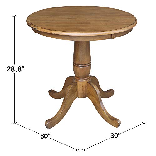 Whitewood Industries International Concepts 30" Round Top Pedestal Table, 28.9", Pecan