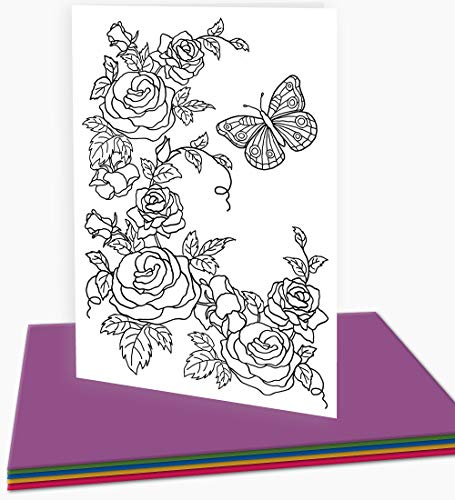 Art Eclect Adult Coloring Greeting Cards for Birthday, Anniversary and Every Occasion (10 Cards With 10 Different Unique Designs and 10 Colored Envelopes Included, Set A/Rainbow)