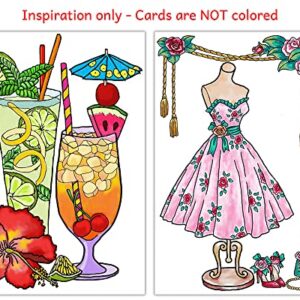 Art Eclect Adult Coloring Greeting Cards for Birthday, Anniversary and Every Occasion (10 Cards With 10 Different Unique Designs and 10 Colored Envelopes Included, Set A/Rainbow)