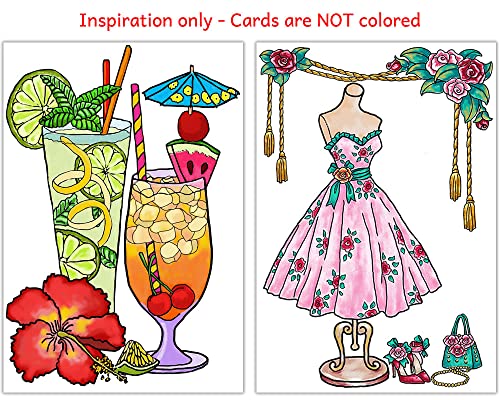 Art Eclect Adult Coloring Greeting Cards for Birthday, Anniversary and Every Occasion (10 Cards With 10 Different Unique Designs and 10 Colored Envelopes Included, Set A/Rainbow)