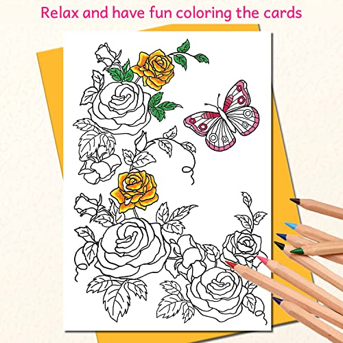 Art Eclect Adult Coloring Greeting Cards for Birthday, Anniversary and Every Occasion (10 Cards With 10 Different Unique Designs and 10 Colored Envelopes Included, Set A/Rainbow)