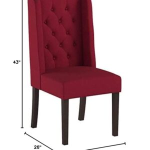 Christopher Knight Home Blythe Tufted Fabric Dining Chairs, 2-Pcs Set, Deep Red / Brown