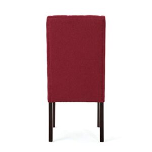 Christopher Knight Home Blythe Tufted Fabric Dining Chairs, 2-Pcs Set, Deep Red / Brown