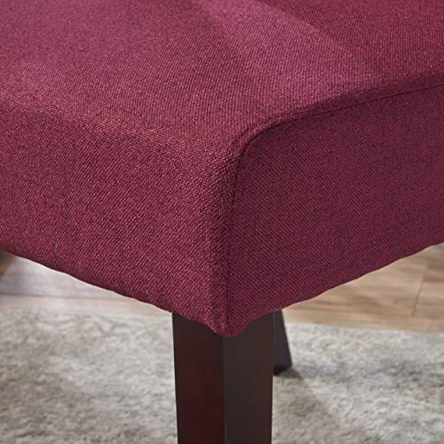 Christopher Knight Home Blythe Tufted Fabric Dining Chairs, 2-Pcs Set, Deep Red / Brown