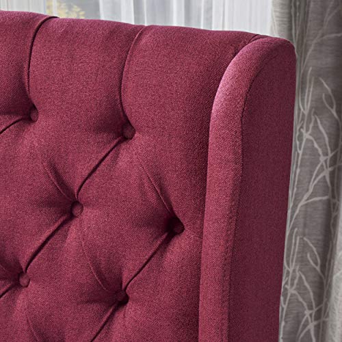 Christopher Knight Home Blythe Tufted Fabric Dining Chairs, 2-Pcs Set, Deep Red / Brown