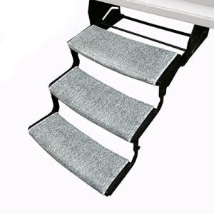 prest-o-fit 3-pack 2-4050 wraparound radius rv step rug stone gray 22 in. wide