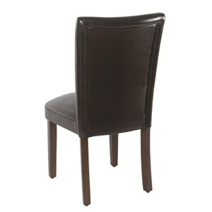 HomePop Parsons Upholstered Accent Dining Chair, Set of 2, Dark Brown Faux Leather