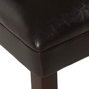 HomePop Parsons Upholstered Accent Dining Chair, Set of 2, Dark Brown Faux Leather