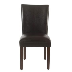 HomePop Parsons Upholstered Accent Dining Chair, Set of 2, Dark Brown Faux Leather