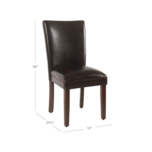 HomePop Parsons Upholstered Accent Dining Chair, Set of 2, Dark Brown Faux Leather