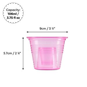 MATANA 150 Neon Plastic 3.75oz Party Bomb Shot Glasses with 1oz Inner Shot Cups - Sturdy, Disposable & Reusable