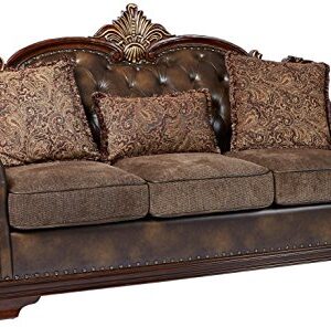 Homelegance 9815-3 Croydon Traditional Two-Tone Sofa, 86"W, Brown PU Leather