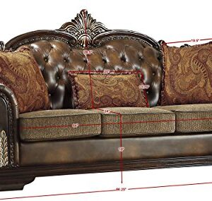 Homelegance 9815-3 Croydon Traditional Two-Tone Sofa, 86"W, Brown PU Leather