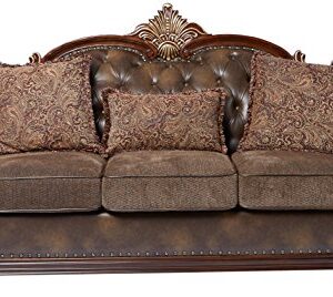 Homelegance 9815-3 Croydon Traditional Two-Tone Sofa, 86"W, Brown PU Leather